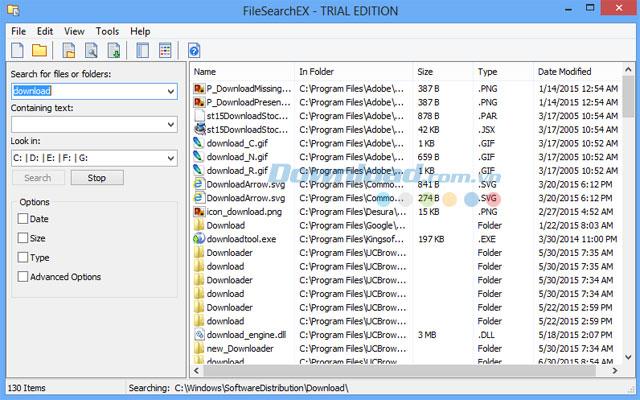 FileSearchEX 1.0.9.5 - File search utility on Windows