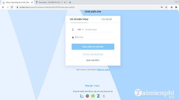 Sign Zalo, Login Chat Zalo on computer